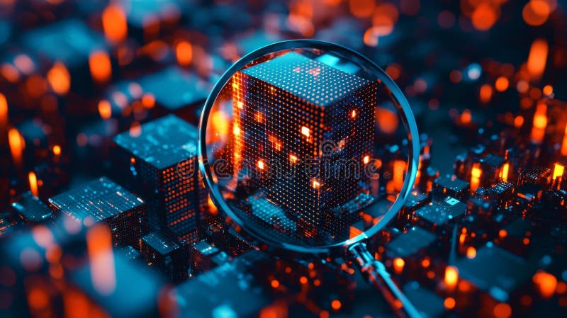 Digital Data Cube Symbolizing Deep Search Capabilities, Analytics, and ...