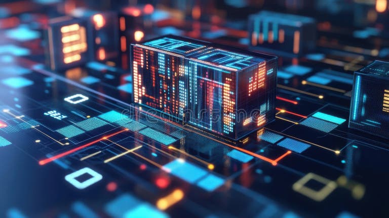 Digital Data Cubes Illuminate Network Pathways. AI Generated Stock Illustration - Illustration ...
