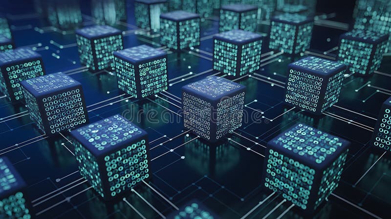 Digital Data Cubes Network Blockchain Technology Visualization Stock Illustration - Illustration ...