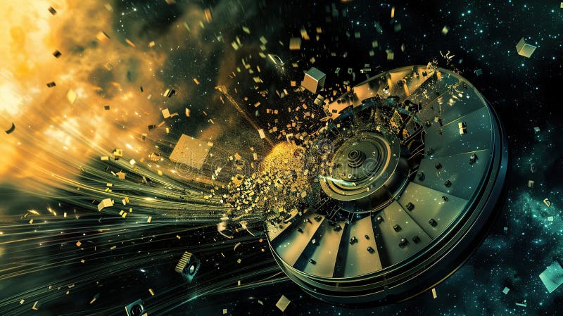 Digital Data Explosion in a Cosmic Void Stock Illustration ...