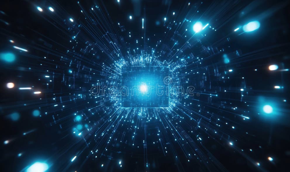 Digital Data Explosion, Futuristic Technology Concept, Glowing Blue ...