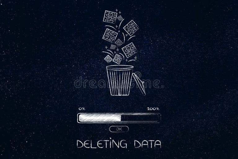 Digital Data Falling into a Bin and Getting Deleted with Progress Bar ...