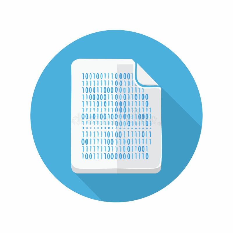 Digital Data File with Binary Code Flat Icon Stock Photo - Illustration of system, binary: 414531784