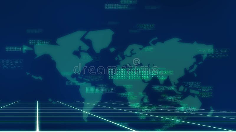 Digital Data Floating in Space with Global World Map Background Stock ...