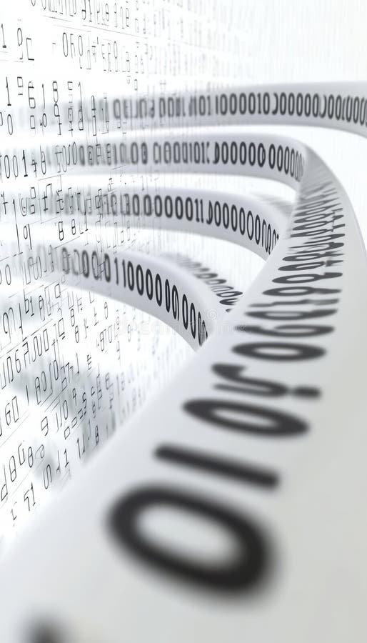 Digital Data Flow Abstract Visualization of Binary Code Streams on a Computer Screen Stock ...