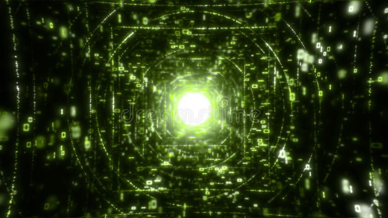 Digital Data Flow 3D Animation Technology Cyberspace Tunnel with Cyber Security Blockchain ...