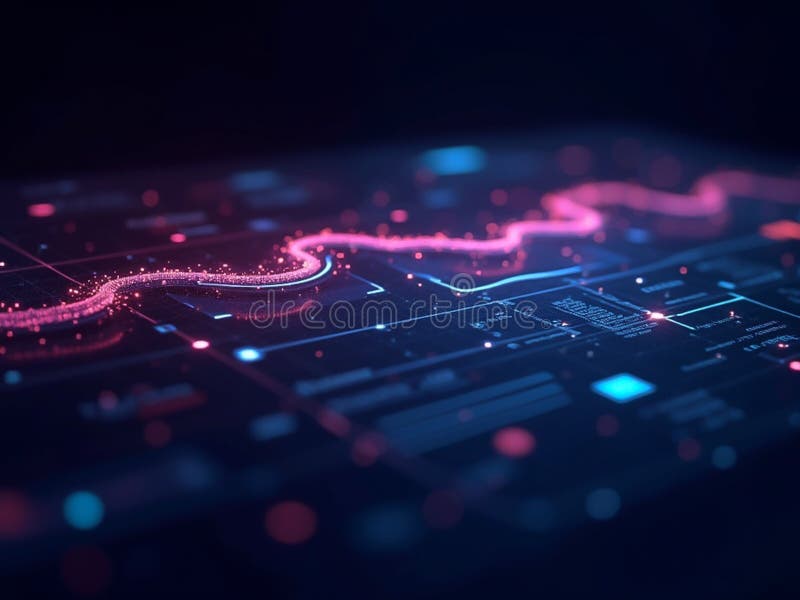 Digital Data Flow with Glowing Financial Charts in Cyber Space Stock ...