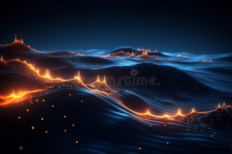 Digital Data Flow with Glowing Patterns Stock Illustration ...