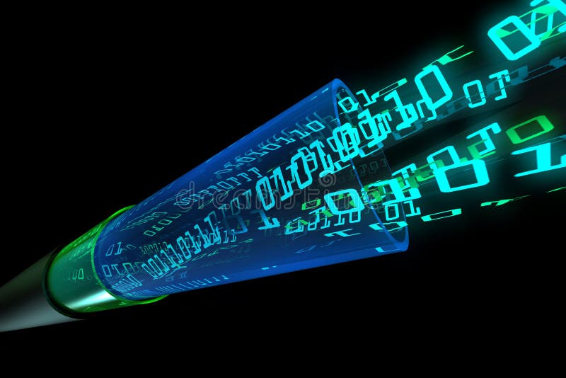 Digital Data Flow through Optical Wire Stock Illustration ...