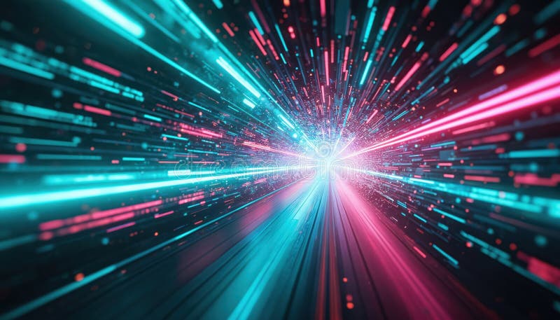 Digital Data Flow on Road. Cyber Global Communication, Coding Graphic ...