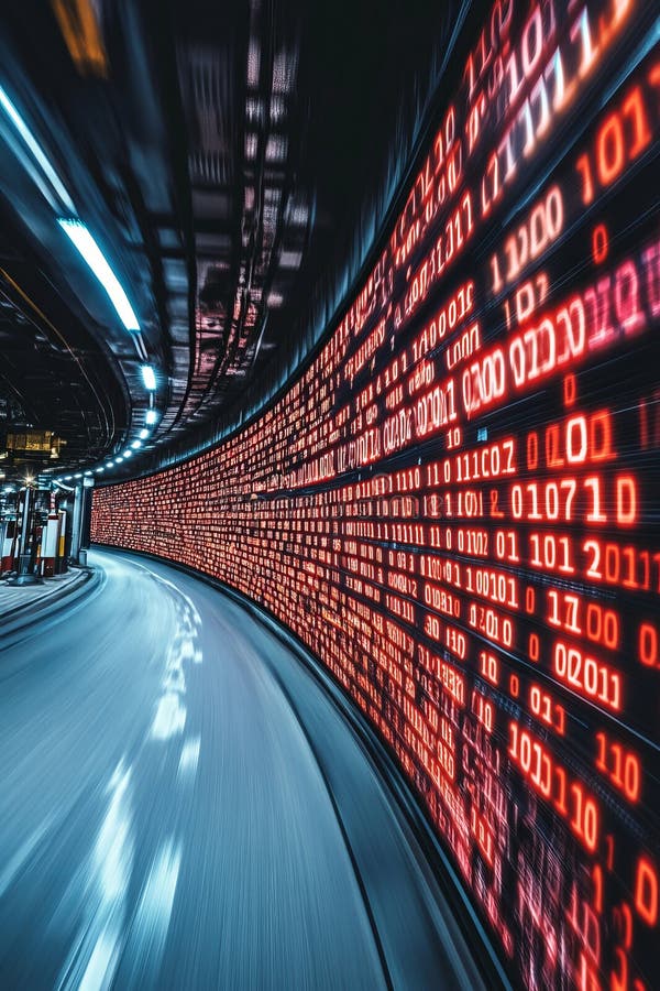 Digital Data Flow on Road, Motion Blur. Future, Digital Transformation ...