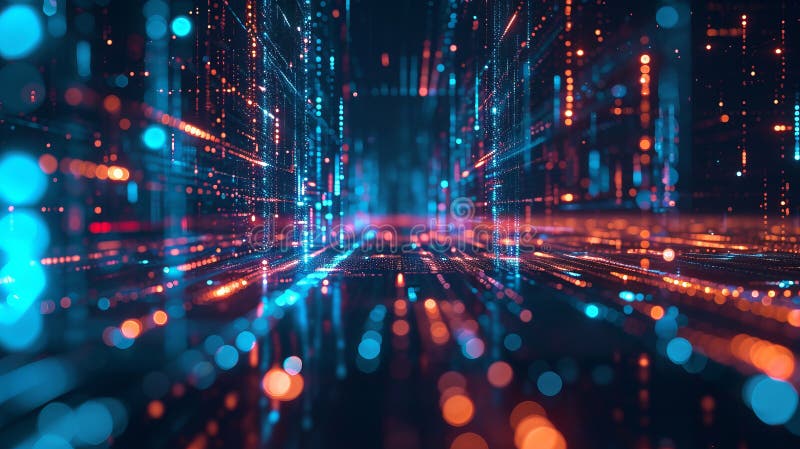 Digital Data Flow on Road with Motion Blur To Create Vision of Fast ...