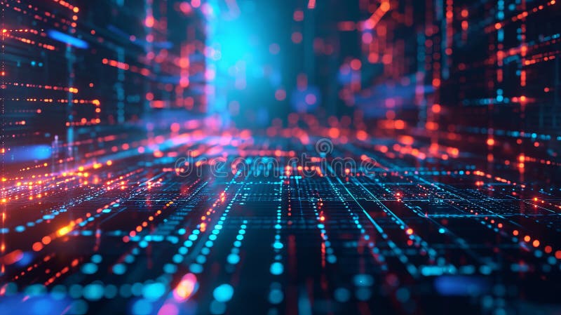 Digital Data Flow on Road with Motion Blur To Create Vision of Fast ...