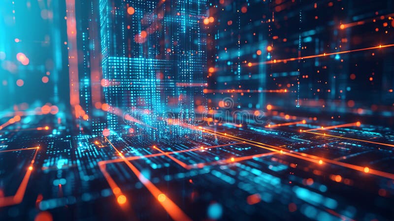 Digital Data Flow on Road with Motion Blur To Create Vision of Fast ...