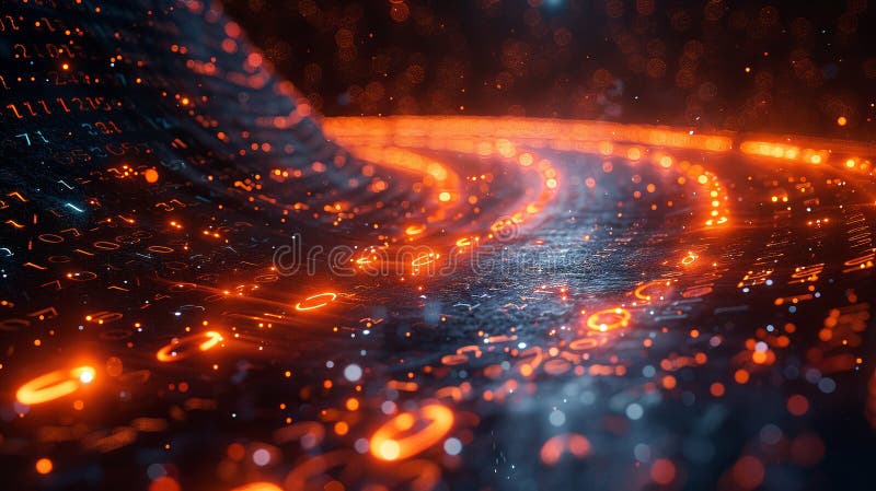 Digital Data Flow on Road with Motion Blur To Create Vision of Fast ...