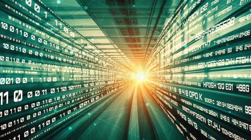 Digital Data Flow on Road with Motion Blur To Create Vision of Fast ...