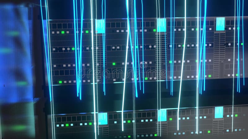 Digital Data Flow in Server Room with Computer Racks - Storage or ...
