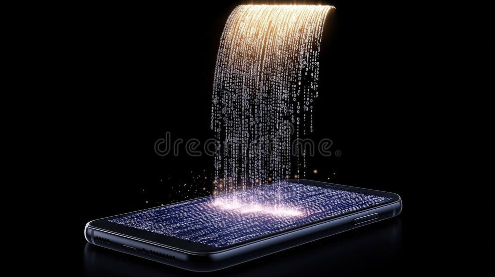 Digital Data Flow from Smartphone Display with Cascading Binary Code ...