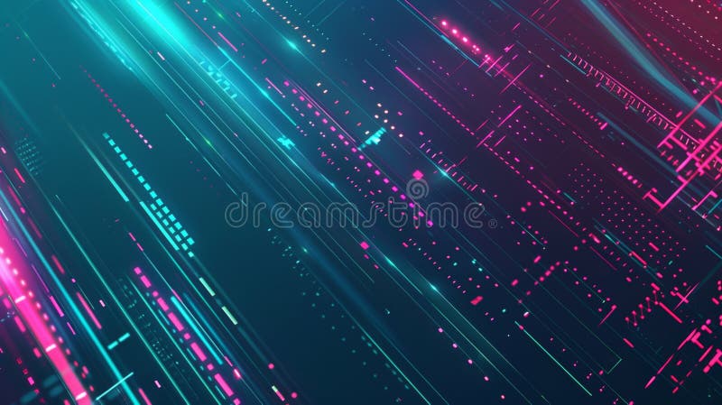 Digital Data Flow Technology Vector in Teal and Blue on Hologram Screen ...