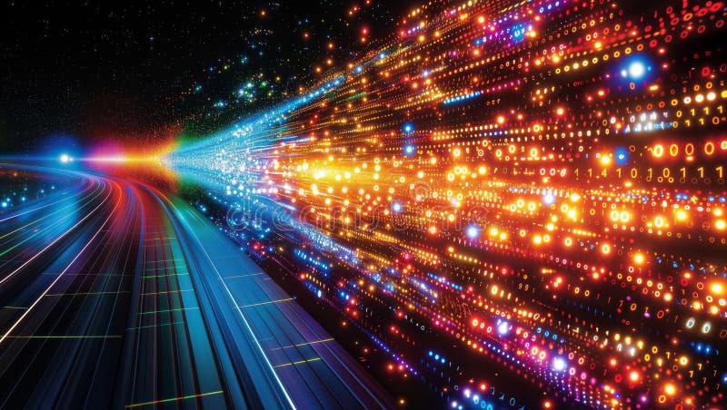 Dynamic Light Stream Represents Data Flow, Generative Ai Stock ...