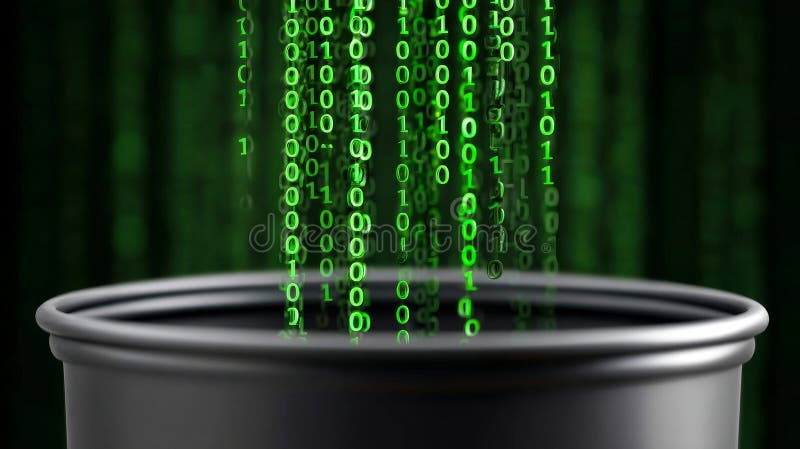 Digital Data Flowing from a Bucket Stock Photo - Image of language ...