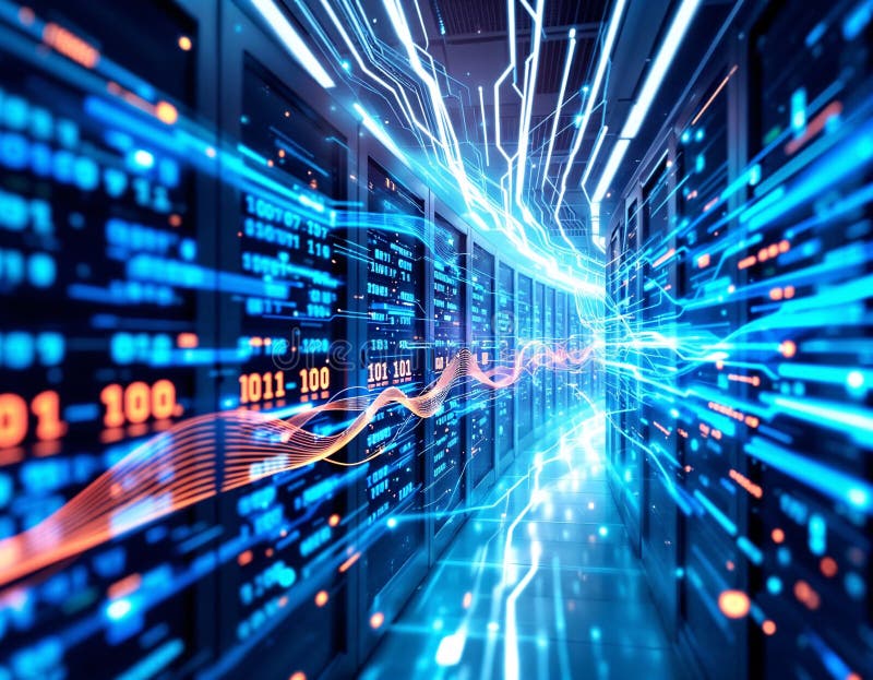 Computer Server Room Bright Orange Blue Light Stock Photos - Free ...