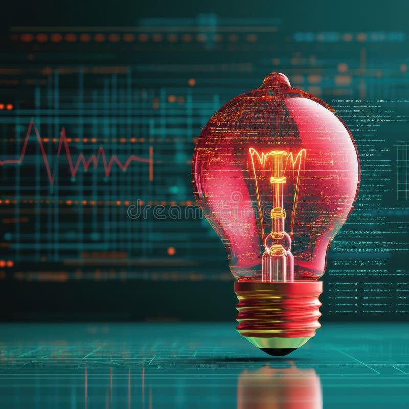 Digital Data and Graphs, Paired with a Red Light Bulb, Signify ...