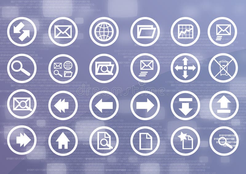 Digital Data Icons with Binary Background Stock Illustration ...