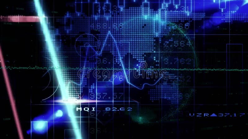 Digital Data Interface on Transparent Background Showing Grid, Moving Waveforms, Floating Points ...