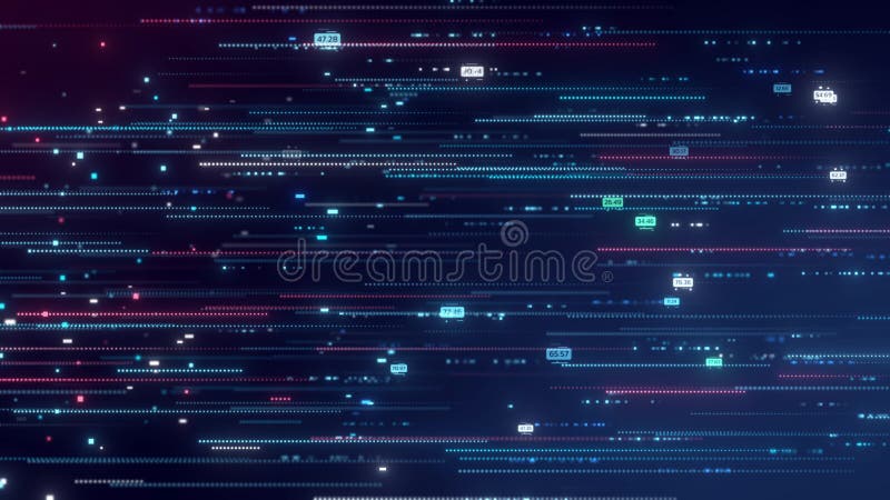 Digital Data Network Binary Code Running,big Data Concept, Dark Blue Number Grid Dot Line Stock ...