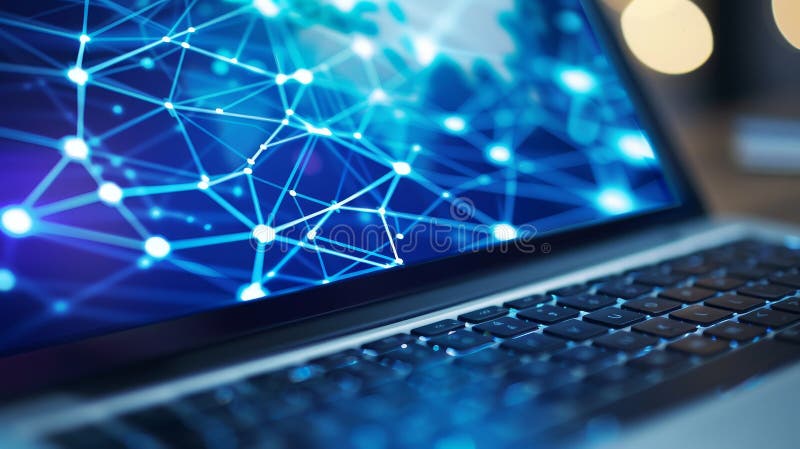 Digital Data and Network Connection Displayed on a Laptop Screen, Ai ...