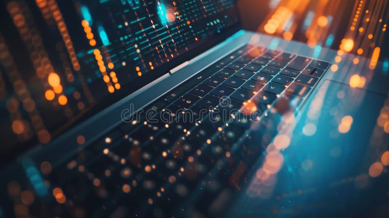 Digital Data and Network Connection Displayed on a Laptop Screen, Ai ...