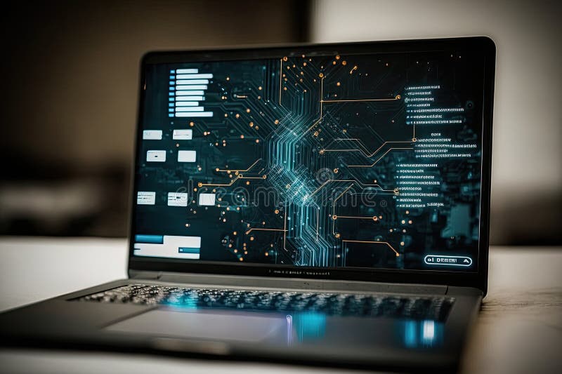 Digital Data and Network Connection on Laptop Screen. Big Data Analysis ...