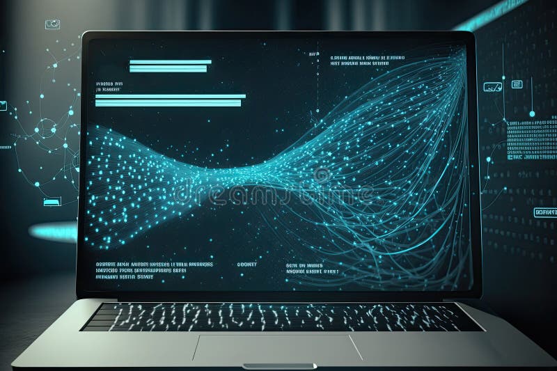 Digital Data and Network Connection on Laptop Screen. Big Data Analysis ...