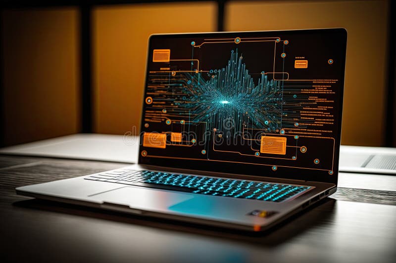 Digital Data and Network Connection on Laptop Screen. Big Data Analysis ...