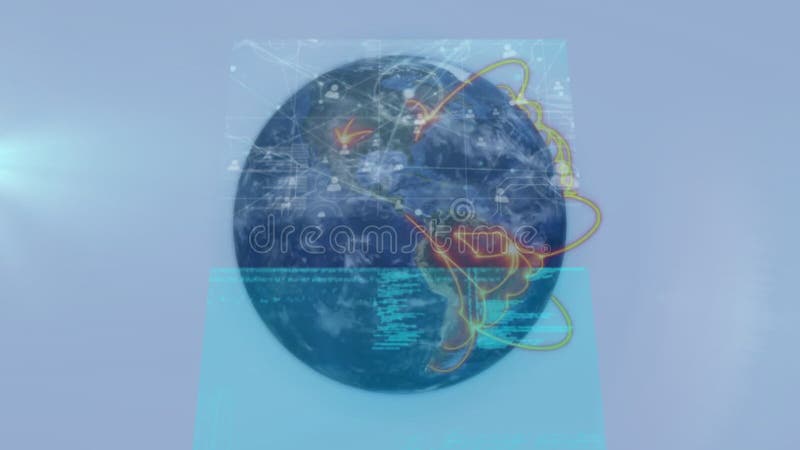 Digital Data and Network Connections Animation Over Rotating Earth ...