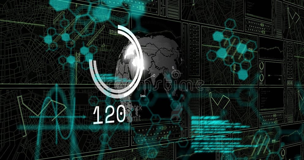 Digital Data and Network Connections Image Over World Map and Graphs ...