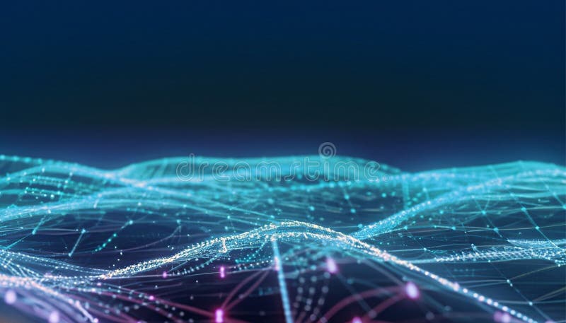 Digital Data of Particle Wave and Network Connection Stock Illustration ...