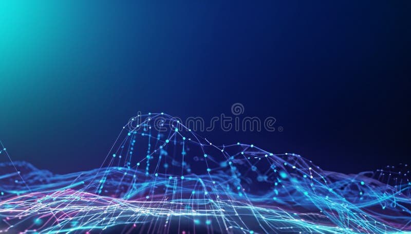 Digital Data of Particle Wave and Network Connection Stock Illustration ...