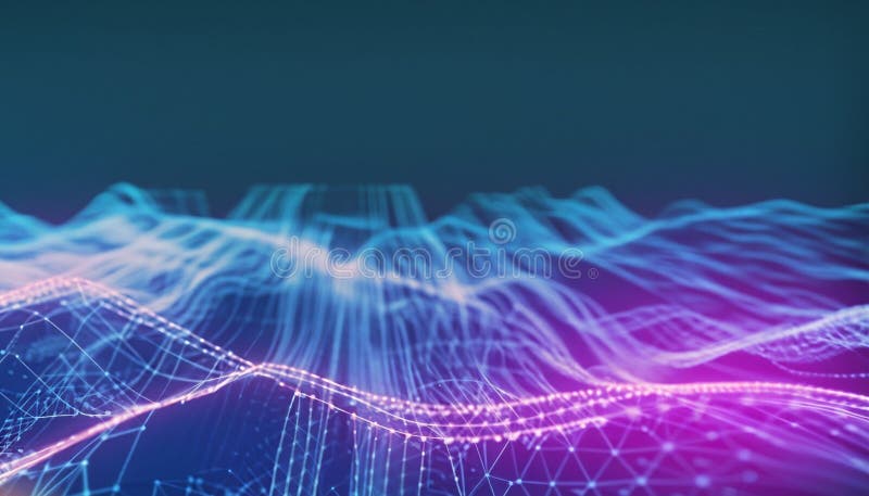 Digital Data of Particle Wave and Network Connection Stock Illustration ...
