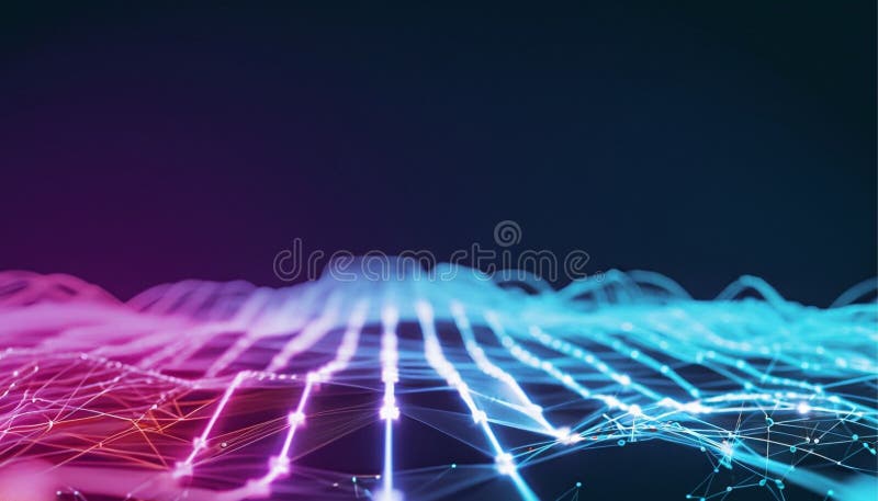 Digital Data of Particle Wave and Network Connection Stock Illustration ...