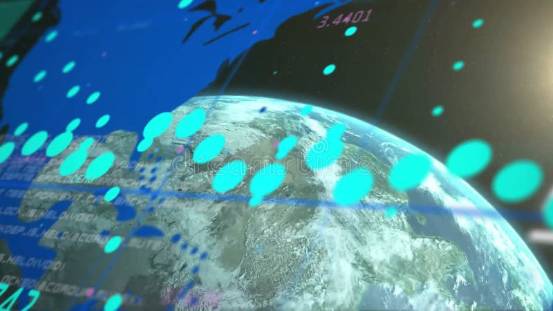 Digital Data Points and Graphics Overlaying Rotating Earth in Space ... Digital Data Points and Graphics Overlaying Rotating Earth in Space ...
