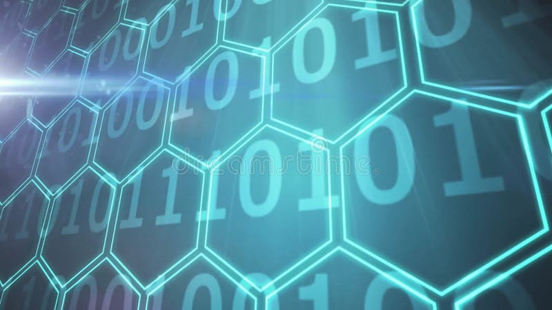 Digital Data Processing Animation with Binary Code in Hexagonal Grid Stock Video - Video of ...