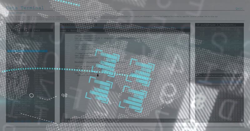 Digital Data Processing Animation Over Abstract Map With Blue Graphics