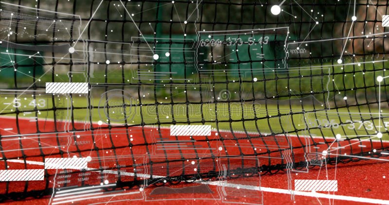 Digital Data Processing Animation Overlay on Tennis Court Net in School ...