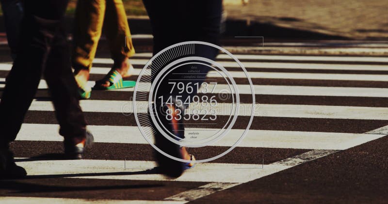 Digital Data Processing Image Over Crosswalk on Urban Street Stock Image - Image of automation ...