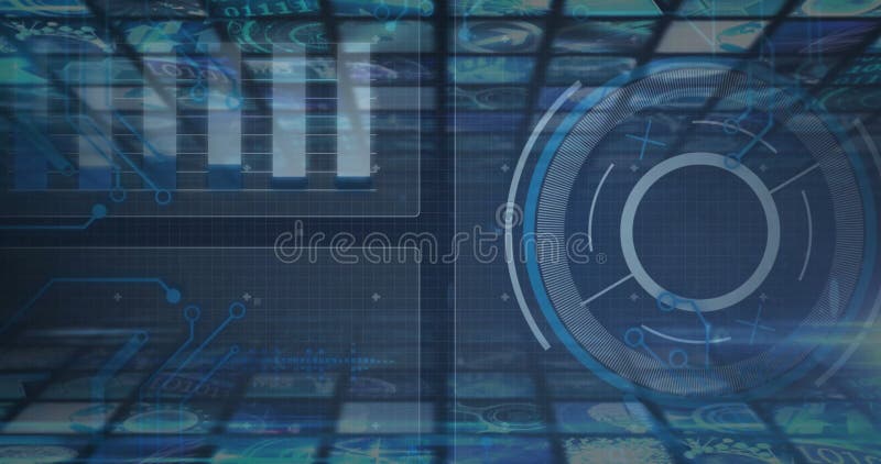Digital Data Processing Image Over Futuristic Interface with Graphs and Circular Elements Stock ...