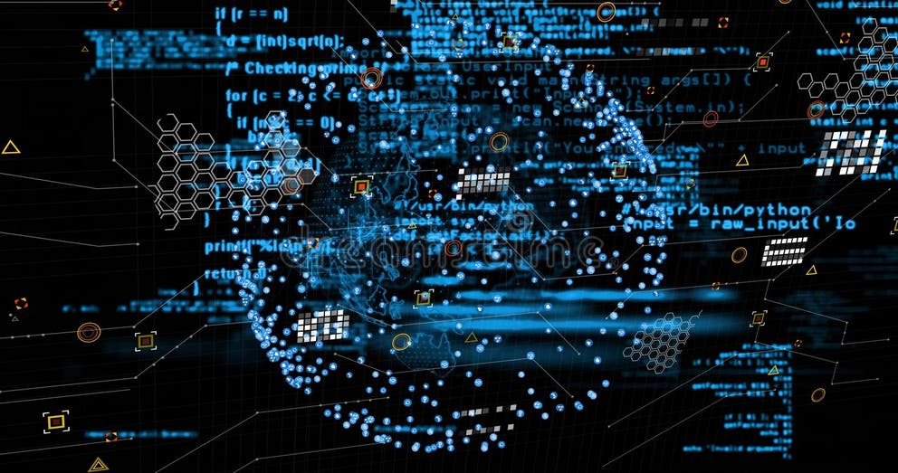 Digital Data Processing and Network Connections Image Over Abstract ...