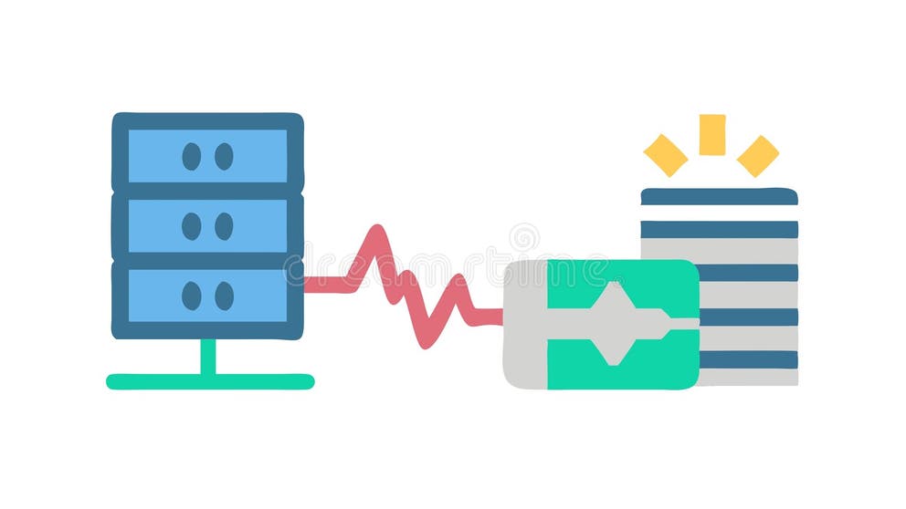 Digital Data Processing, Network Server Infrastructure, Vector Design ...