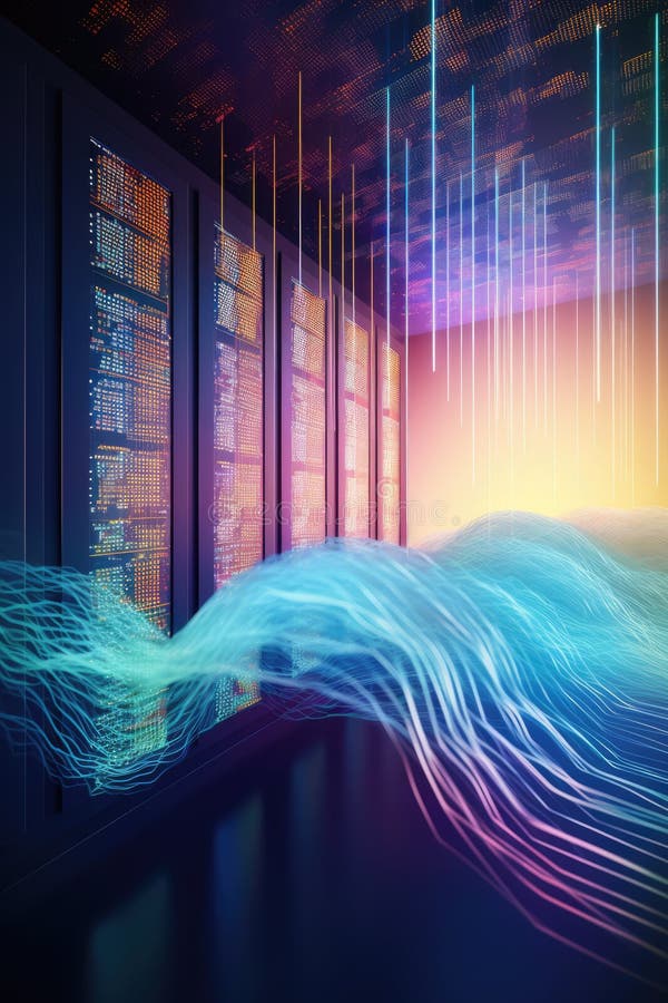 Digital Data Processing Over Computer Servers, Created Using Generative Ai Technology Stock ...